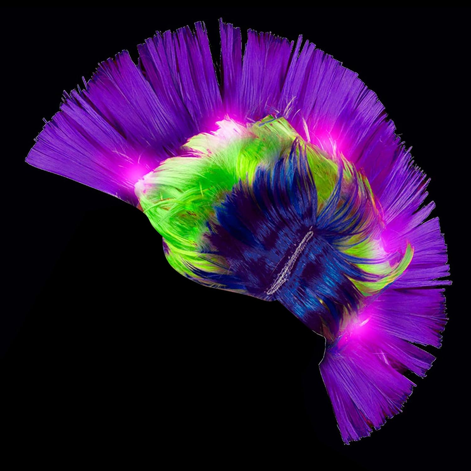 Fun Central AD154 LED Light Up Mohawk Wig Green Yellow and Purple ...