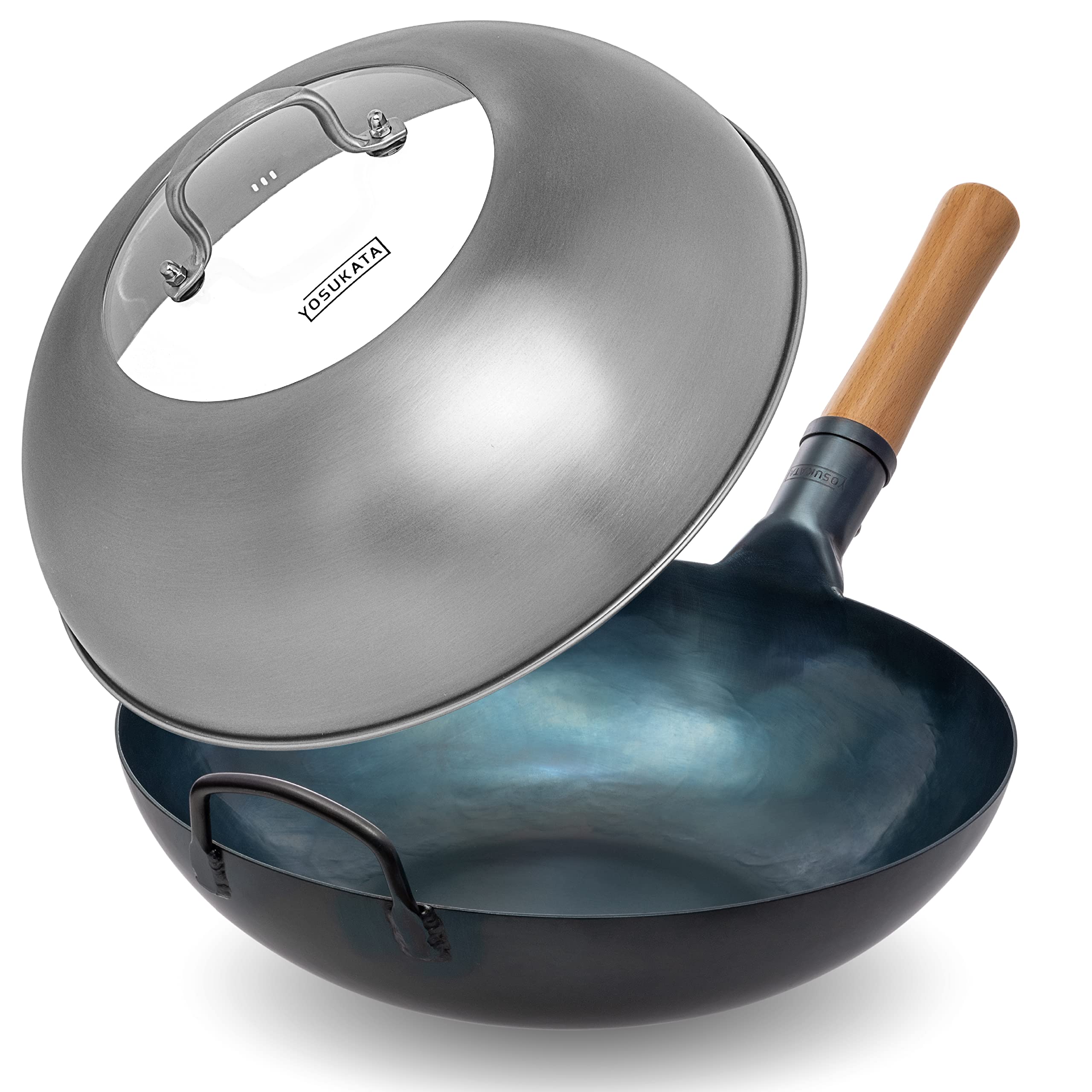 Mua YOSUKATA Flat Bottom Wok Pan - 13.5" Blue Carbon Steel Wok With Wok ...