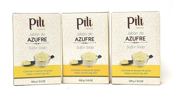 Amazon.com: Pili Natural Sulfur Soap Bars (3 Pack) Jabón de azufre ...