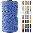 Amazon.com: MAOQIAN Air Blue Macrame Cord 3mm x 109Yards,Colored Cotton ...