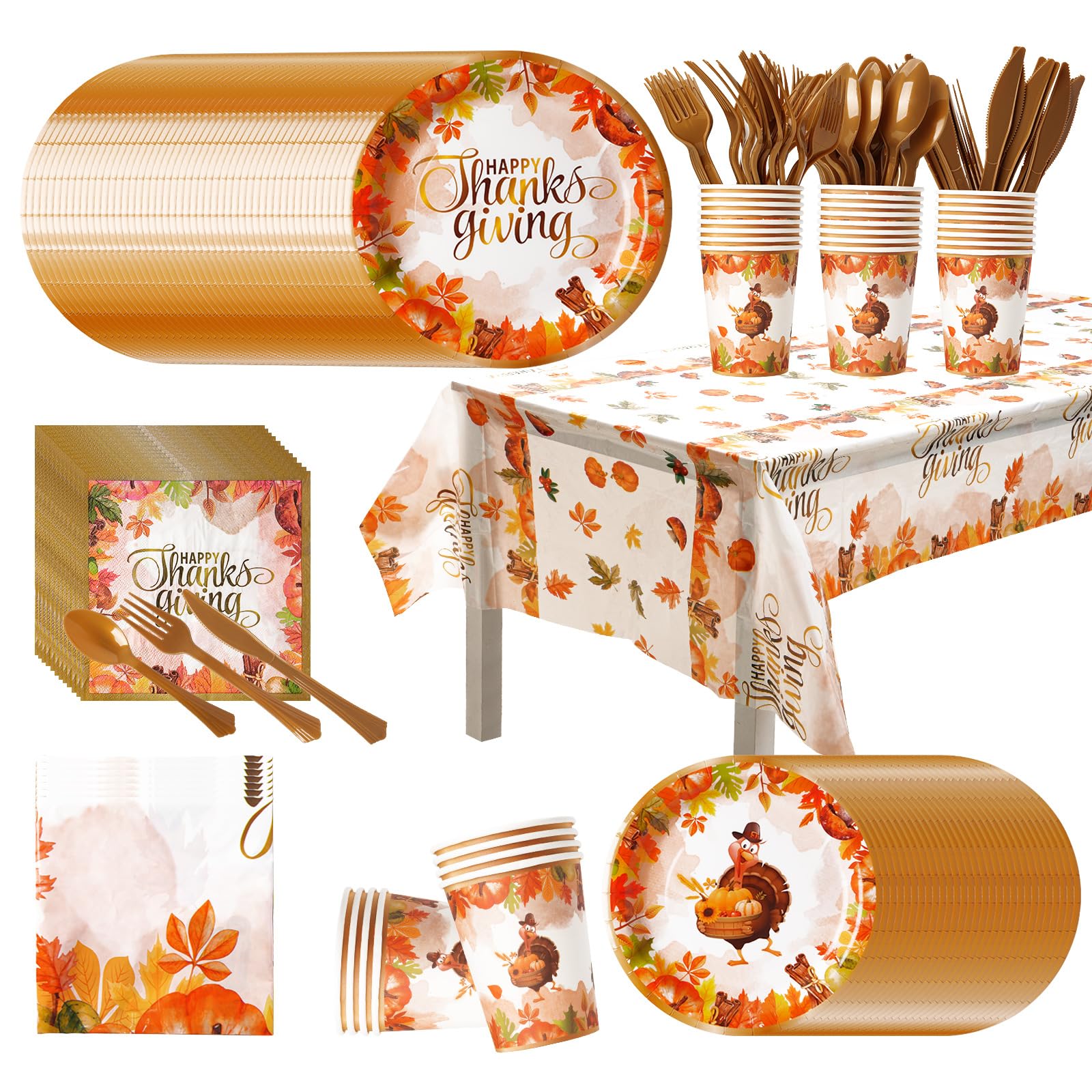 Dereinwo 169 Pcs Fall Thanksgiving Paper Plates Napkins Thanksgiving ...