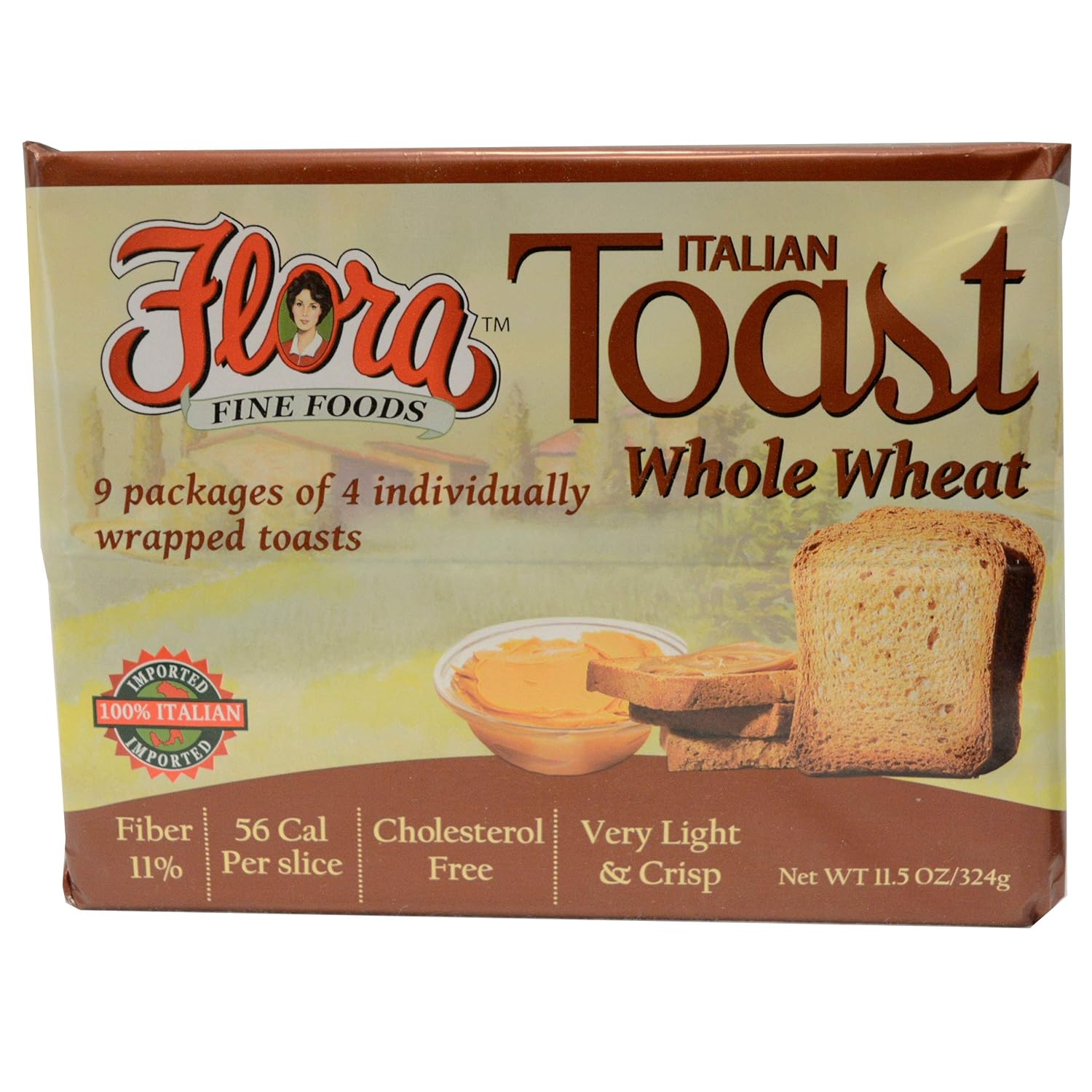 Flora Foods Toast Whole Wheat - 1 Package (11.05 oz.) - Italian: Amazon ...