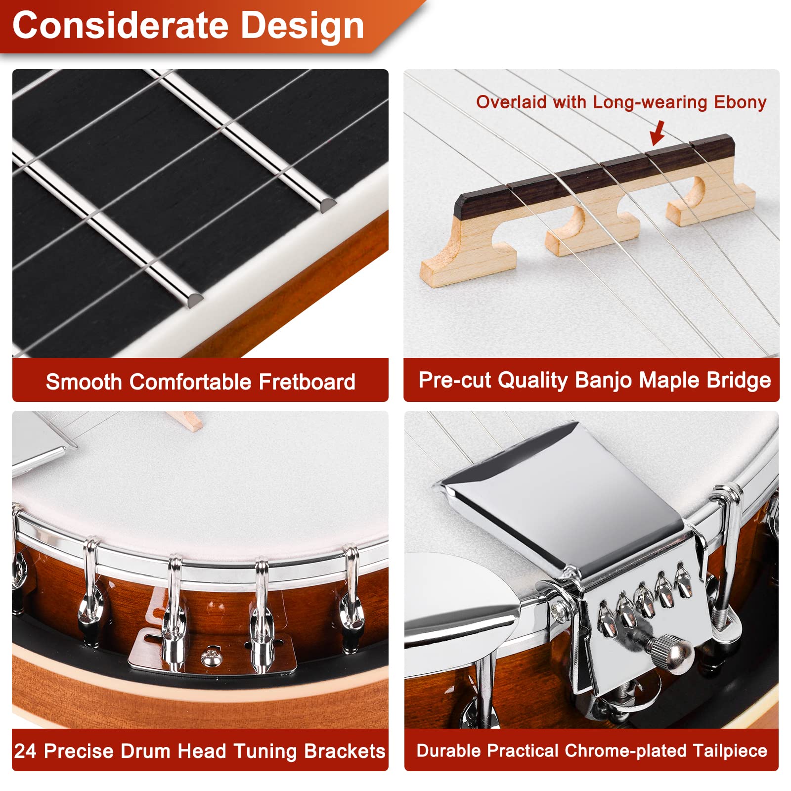 Mua Vangoa Banjo 5 String Full Size Beginner Banjo Kit Remo Head ...