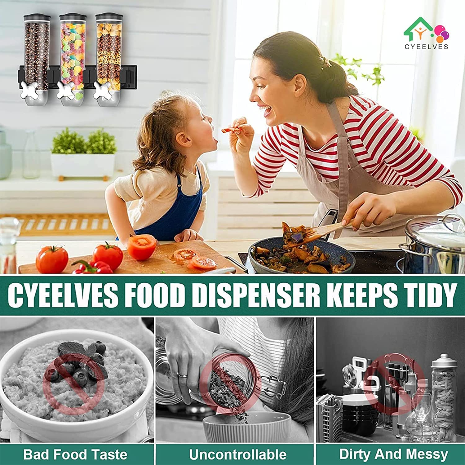 Mua Triple Food Dispenser, Cereal Dispenser, Dry Food Dispenser Wall ...