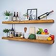 Amazon.com: XWNE Rusitc Floating Shelves 60 inch Long 8 "deep Set of 2, Heavy Duty Wood Wall ...