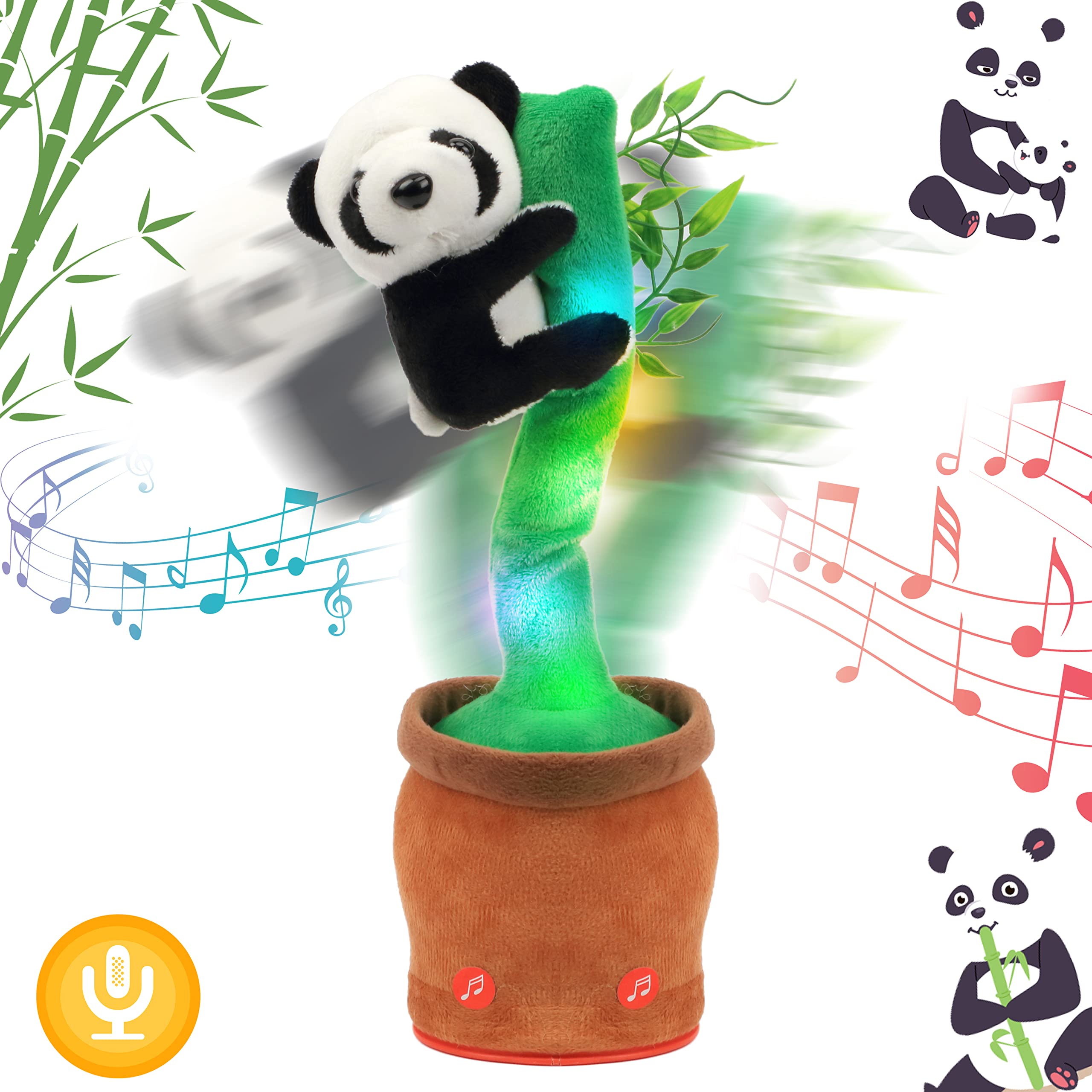Hopearl Glowing Dancing Panda Toy with Bamboo Repeats What You Say ...