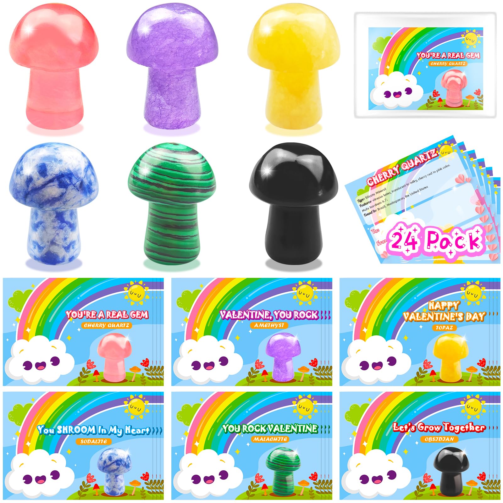 Anpow Valentines Day Gem Gifts for Kids: 24 Pack Prefilled Valentines ...