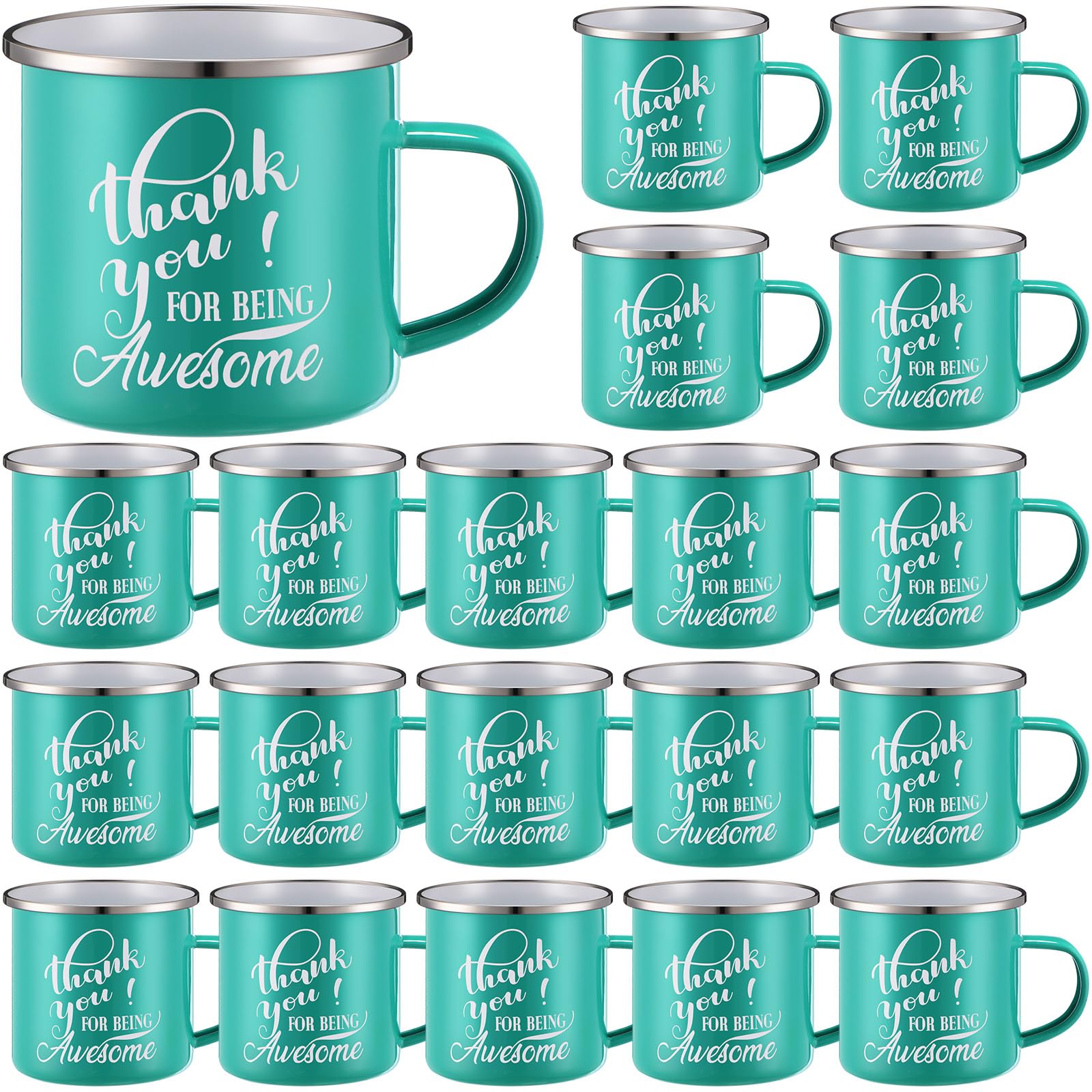Sliner 20 Pcs Thank You Gifts 12oz Enamel Coffee Mugs Bulk with Handle ...