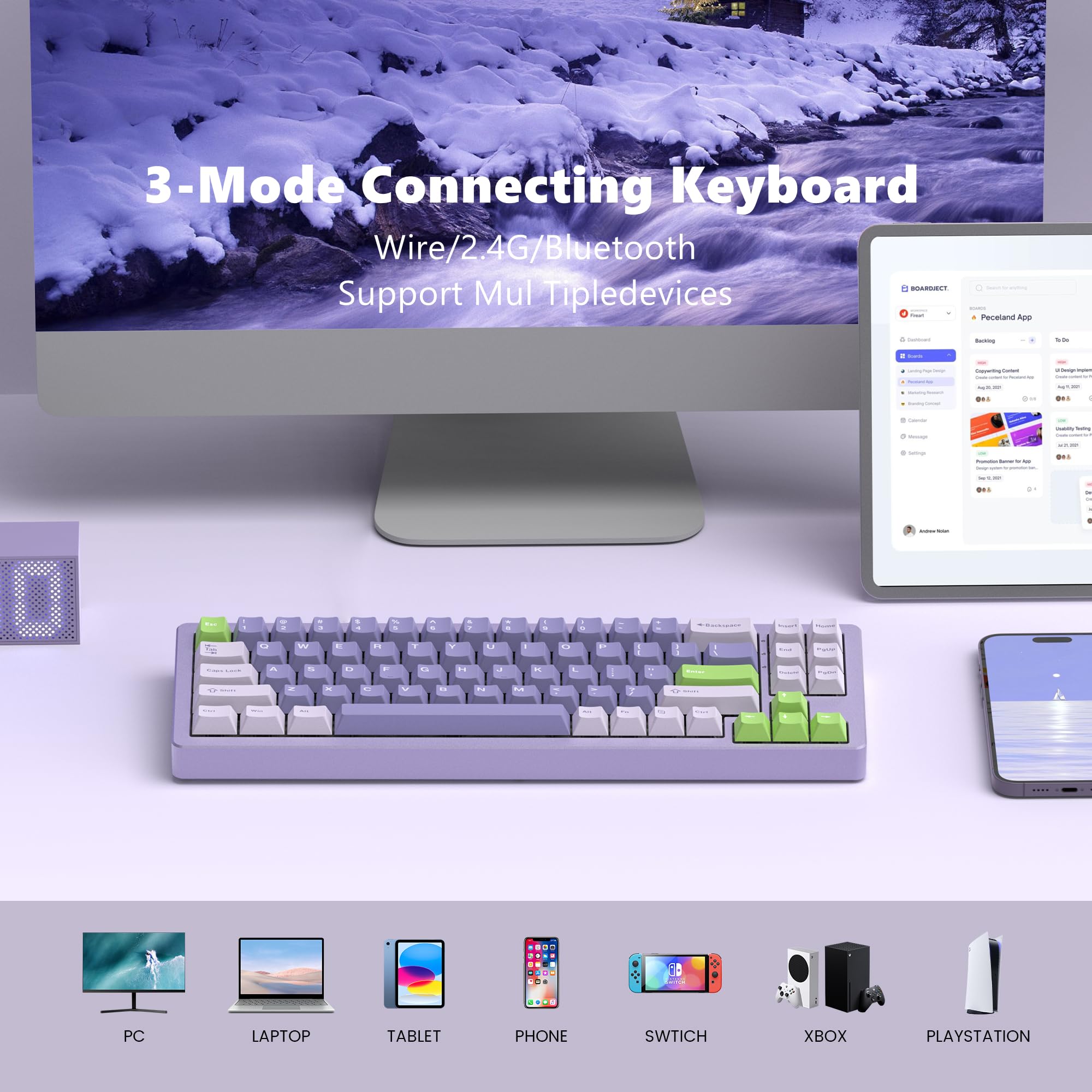 Mua Womier SK71 75% Gaming Keyboard, Aluminum Alloy Shell Wireless ...