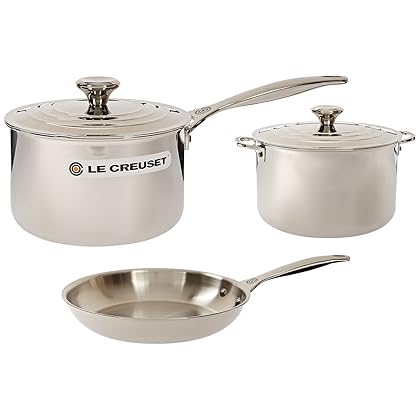 The Le Creuset 5-Piece Tri-Ply Stainless Steel Cookware Set best ...