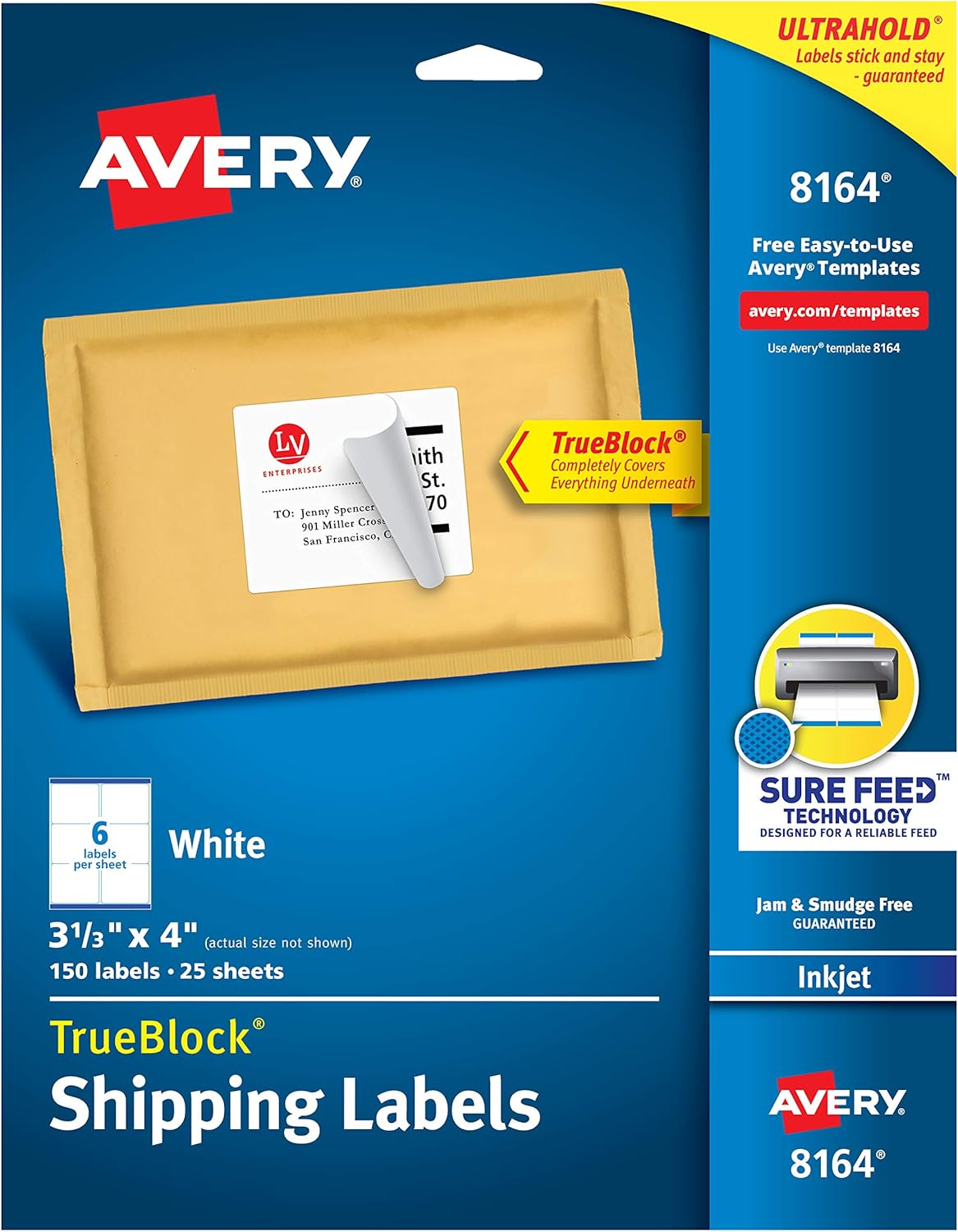150 Labels Permanent Adhesive Avery Shipping Address Labels 3 1 3x4 