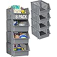 Amazon.com - TidyFriend Plastic Stackable Bins for Pantry, 8 Pack Large Stacking Bins Open Front ...