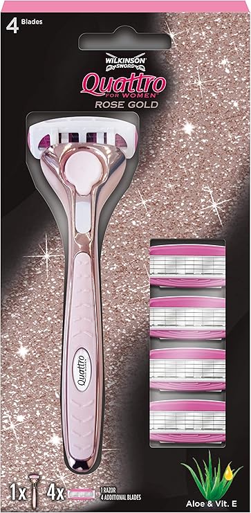 Wilkinson Sword Quattro for Women Rose Gold Razor with x 5 Blades ...