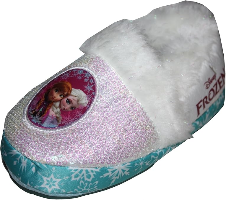 Amazon.com | Disney Frozen Anna & Elsa Slippers Toddler Girl Small 5/6 ...
