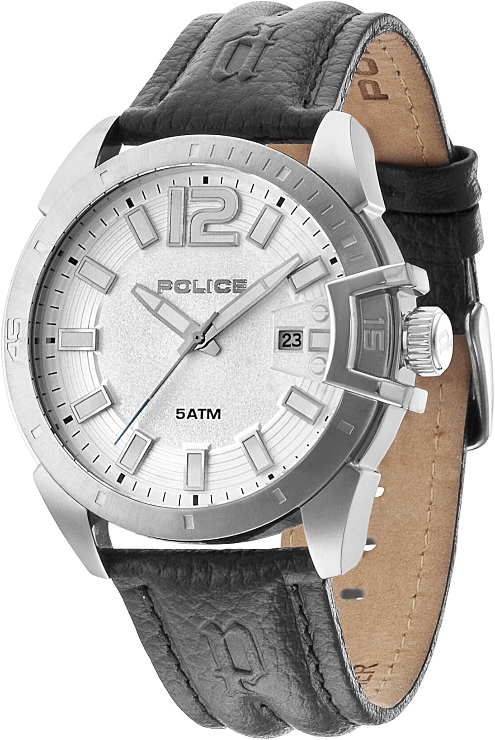 Police Men's Quartz Watch with Silver Dial Analogue Display and Black ...