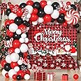 Amazon.com: Buffalo Plaid Christmas Balloons Garland Arch Kit with ...