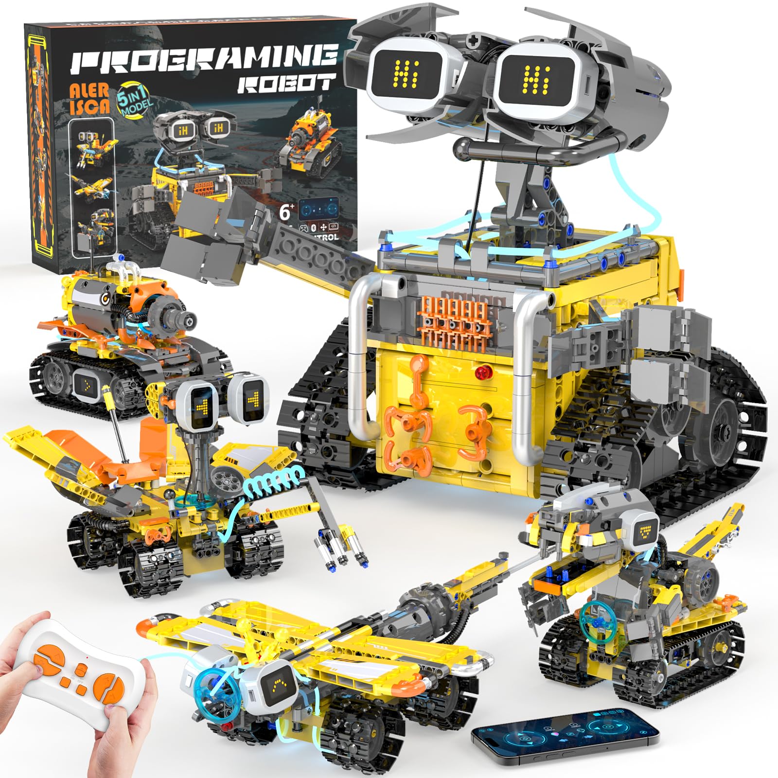 5in1 STEM Robot Building Kits for Kids 6-12, App & Remote Control STEM ...
