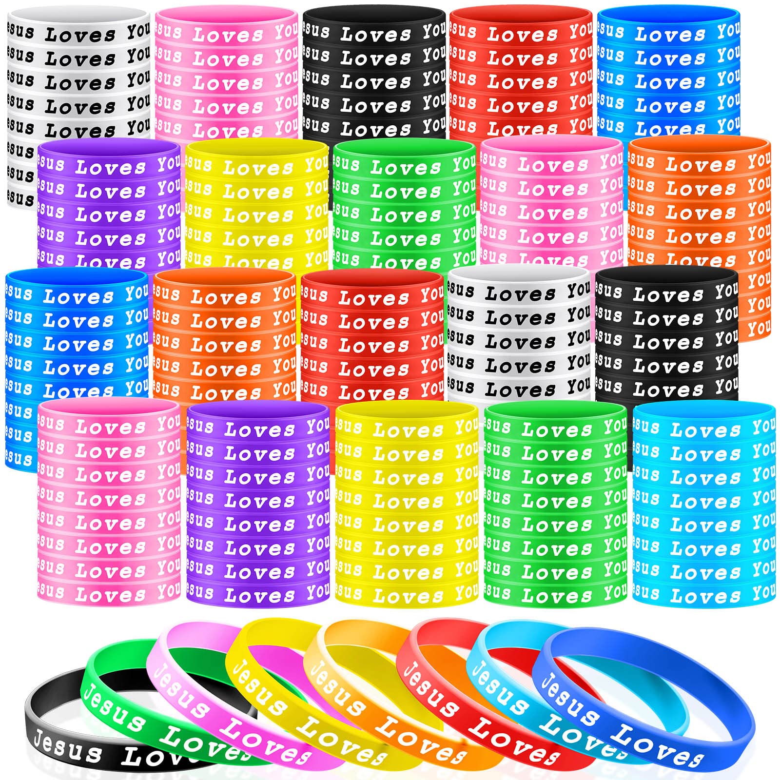 Skylety Jesus Loves You Silicone Bracelets Easter Rubber Wristbands ...