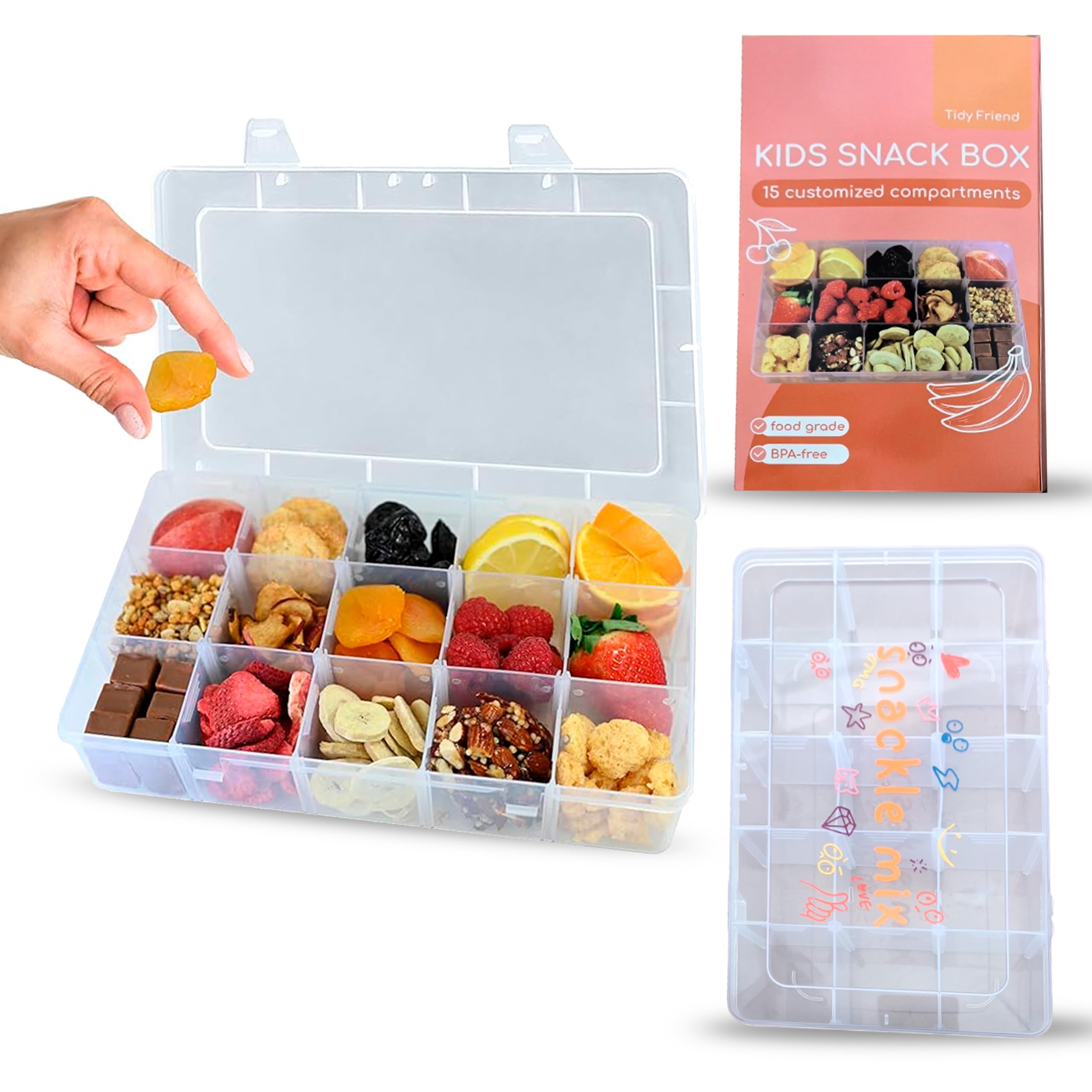 Skywin Snack Tray - Square Fun & Functional Snack Containers - Travel ...