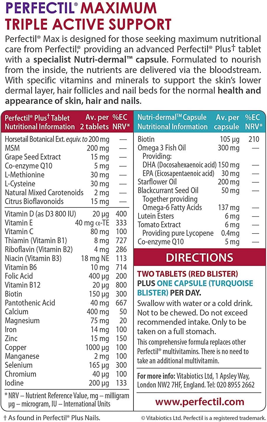 (2 PACK) – Vitabiotics Perfectil Max Tablets & Capsules | 56+28+s | 2 ...