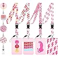 Amazon.com : 4 Sets Pink ID Badge Holder with Lanyard Preppy ID Card ...