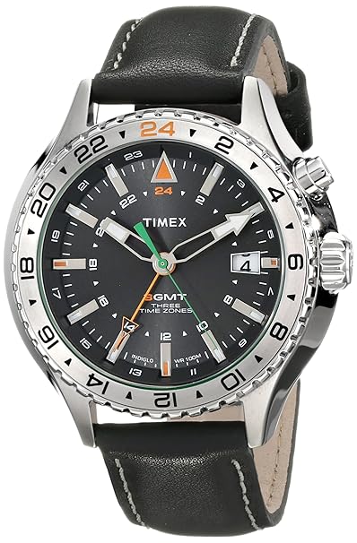 Buy Timex Men's T2P452DH Intelligent Quartz 3-GMT Stainless Steel Watch ...