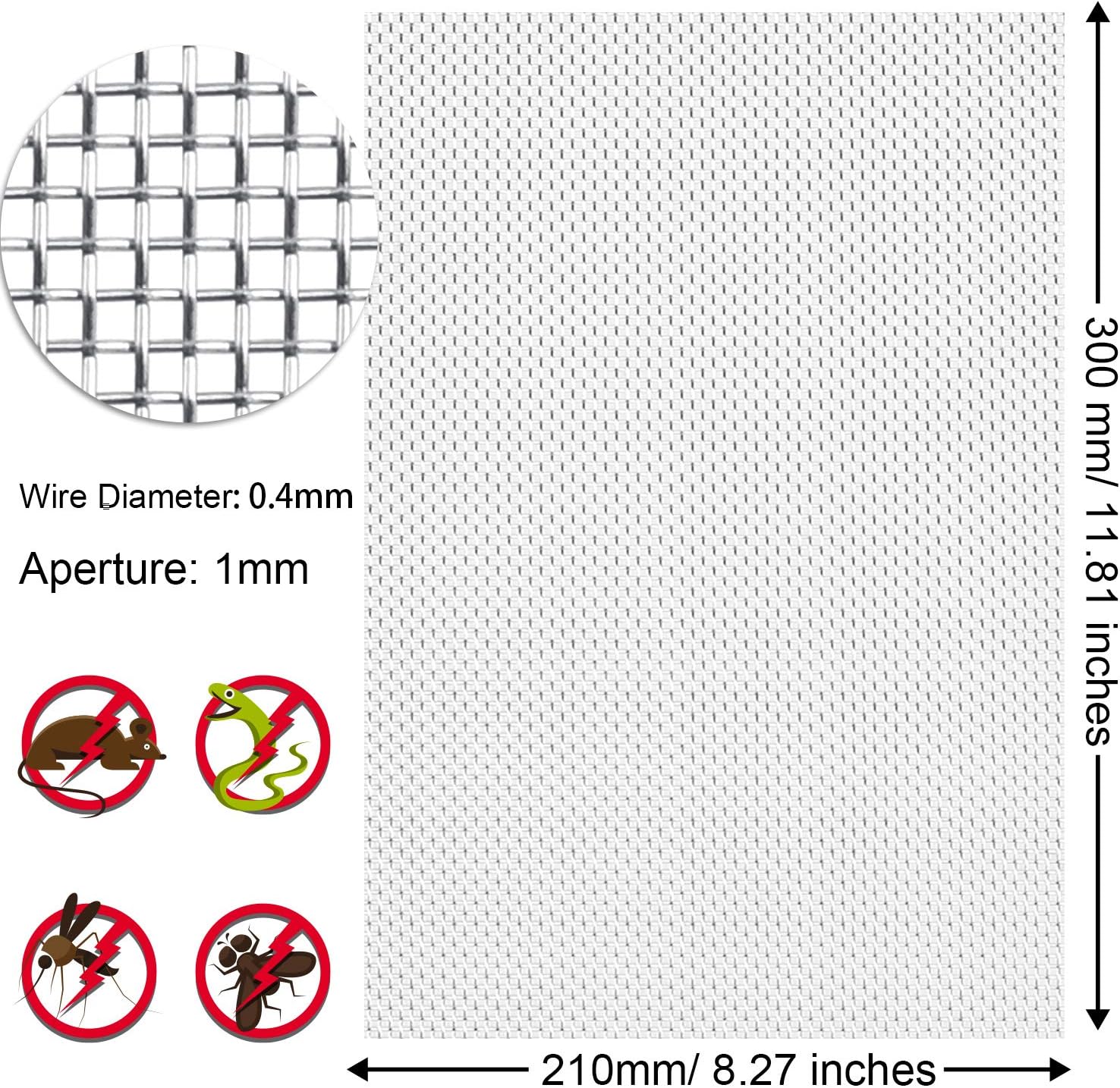 URATOT 3 Packs Stainless Steel Woven Wire Mesh A4 Size 20 Mesh Sheet ...