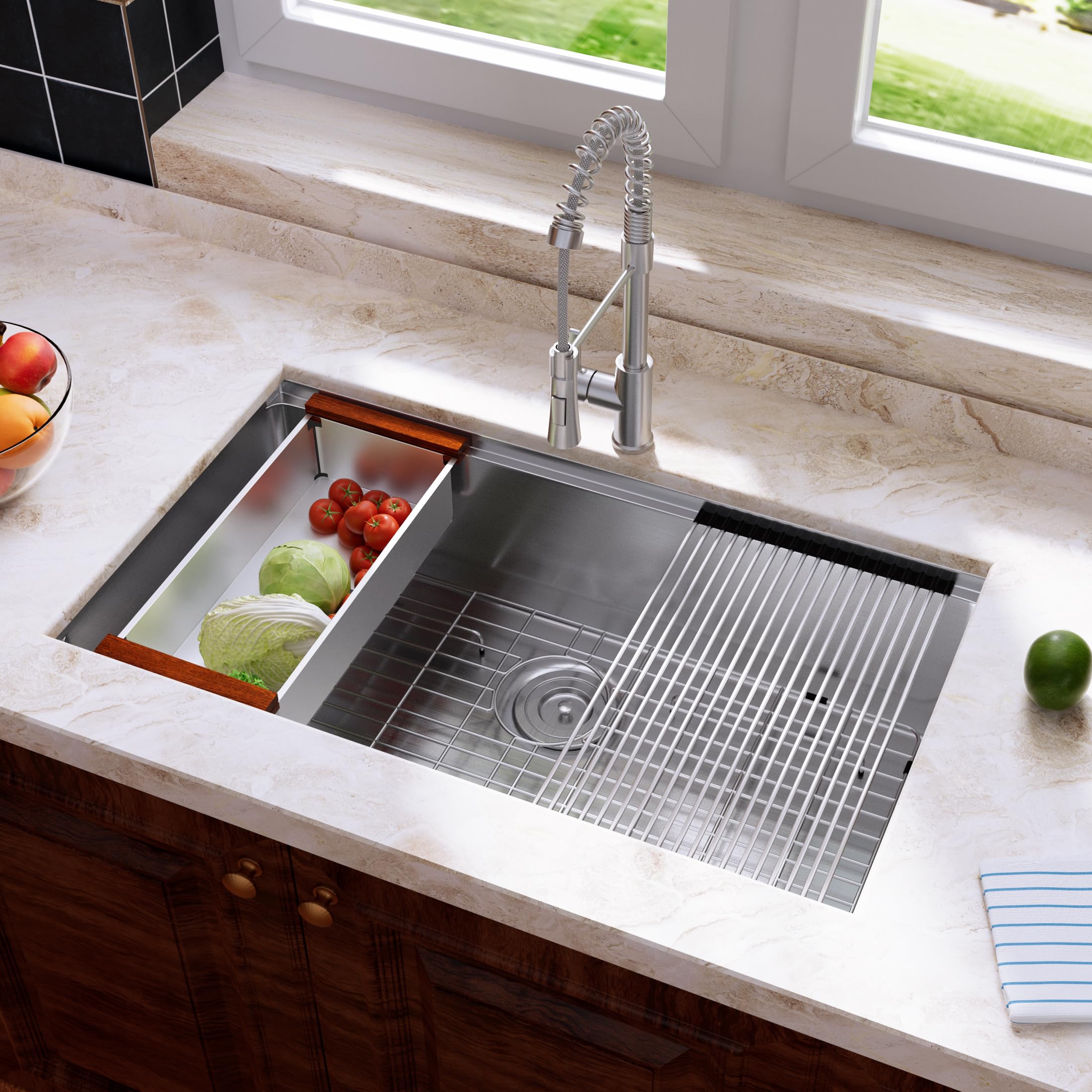 30 Inch 18 Gauge Modern Undermount Workstation Kitchen Sink,HERCATE R10 ...