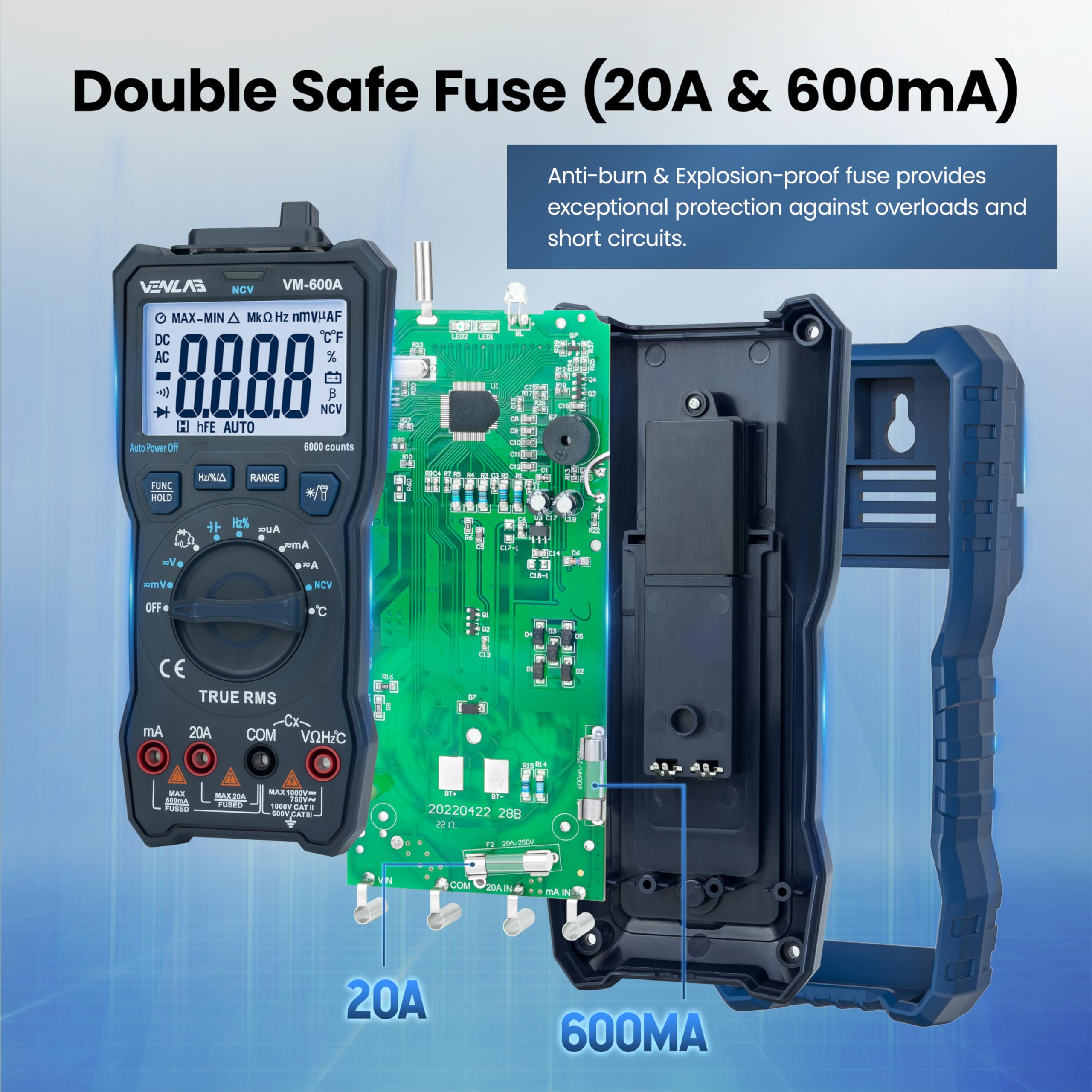 Mua VENLAB Digital Multimeter TRMS 6000 Counts Volt Amp Meter Ohm Auto ...