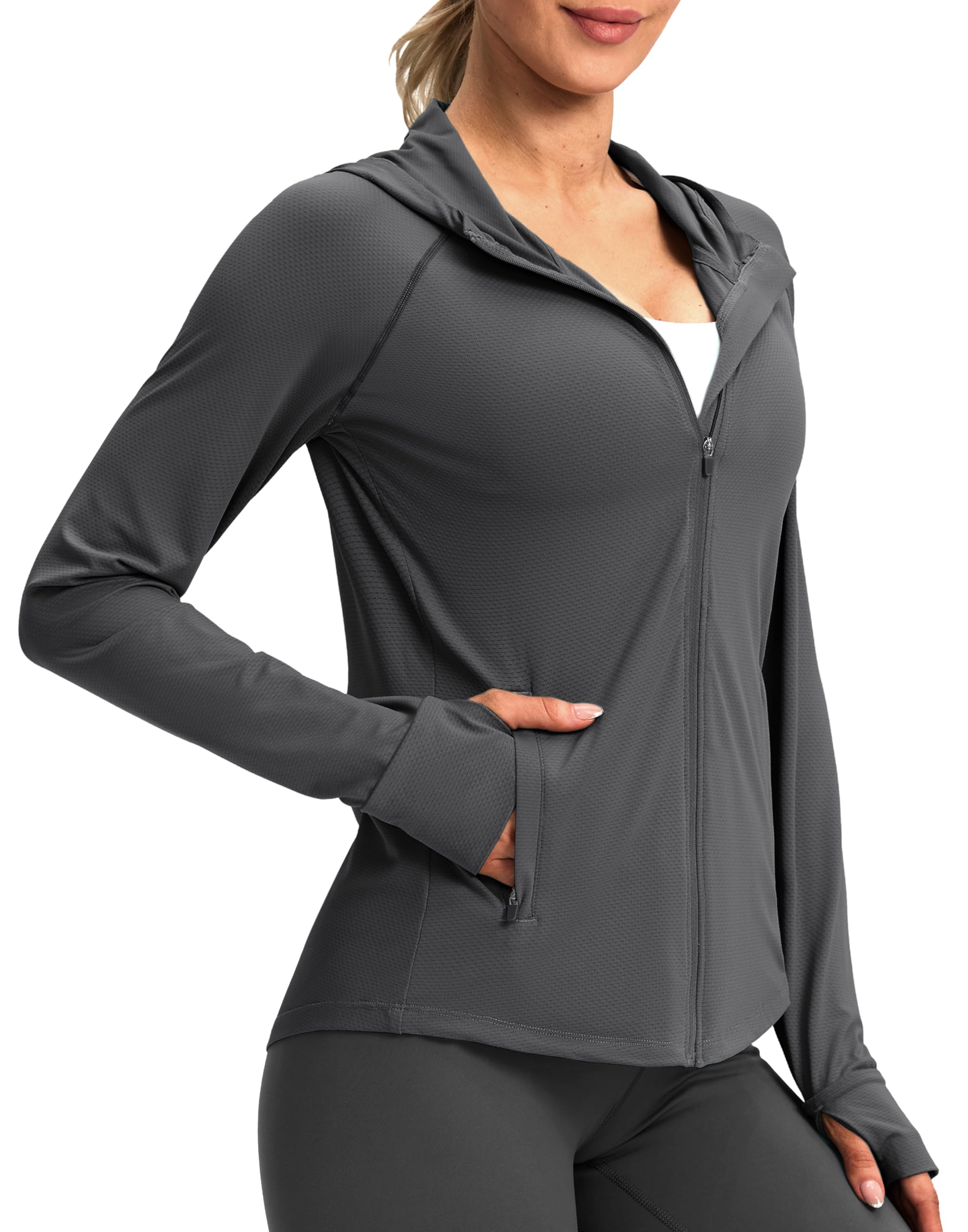 Size S--Women's UPF 50+ Sun Protection Hoodie Jacket Lightweight Zip Up ...