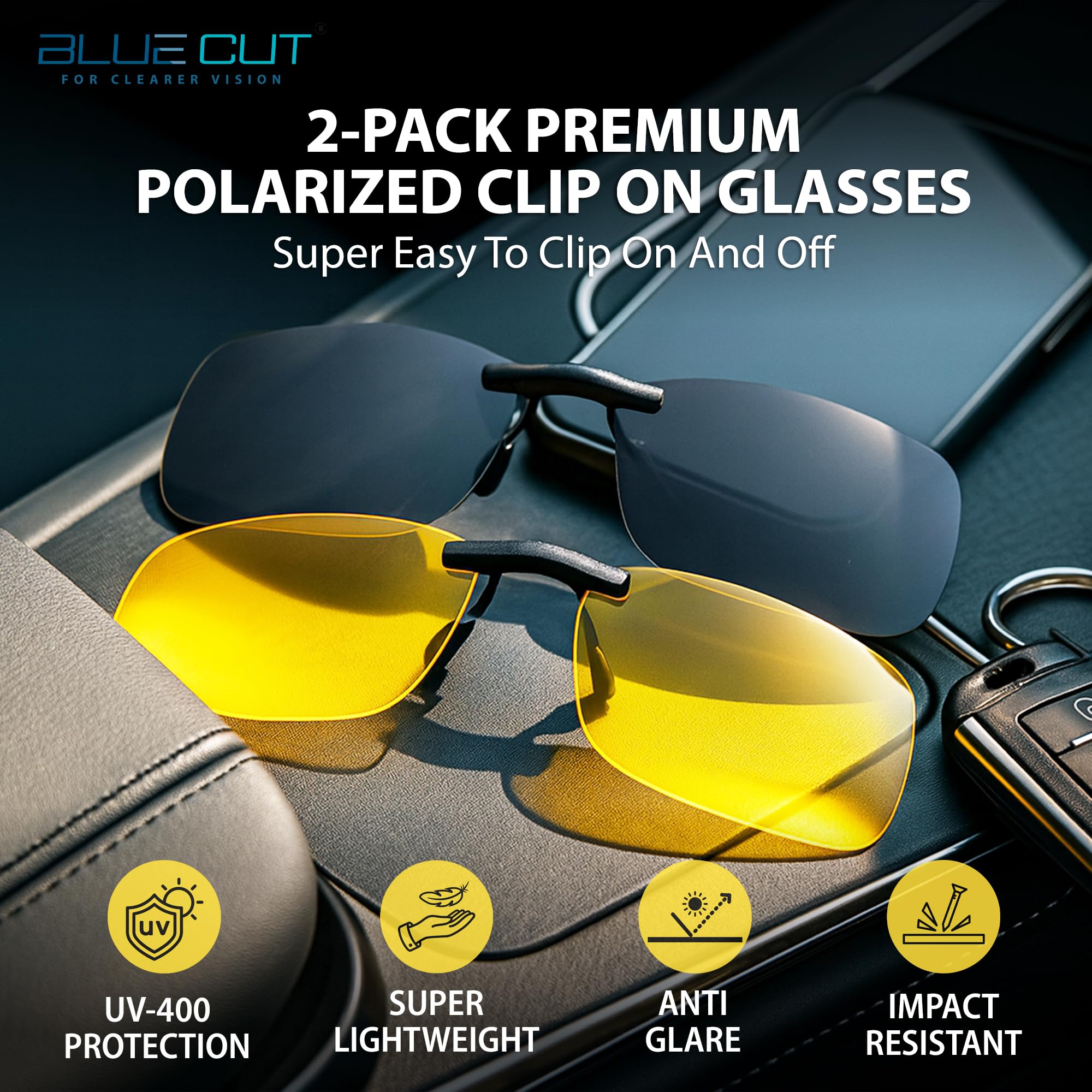 Mua BLUE CUT Clip on Polarized Night Vision, Driving Sunglasses UV 400 ...
