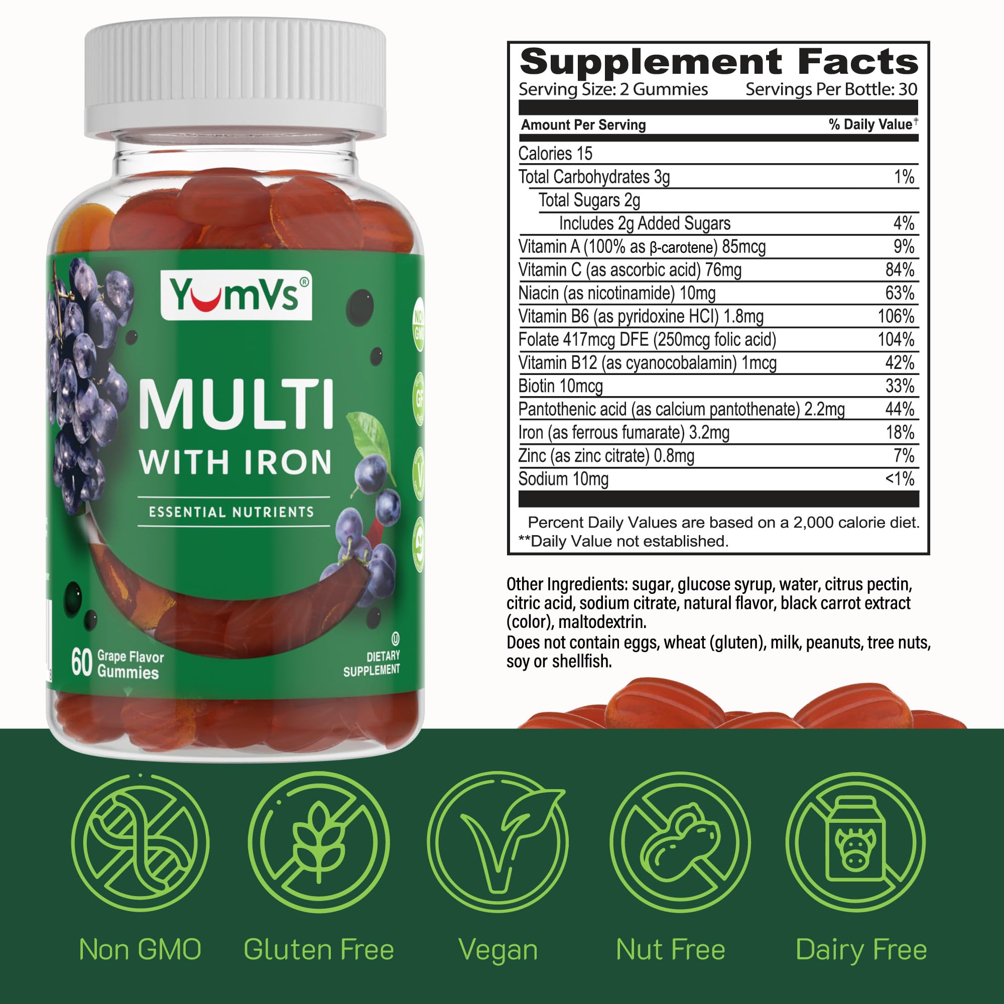 Mua YUM-V'S Iron Gummies - Multivitamin Iron Supplement with Vitamin C ...