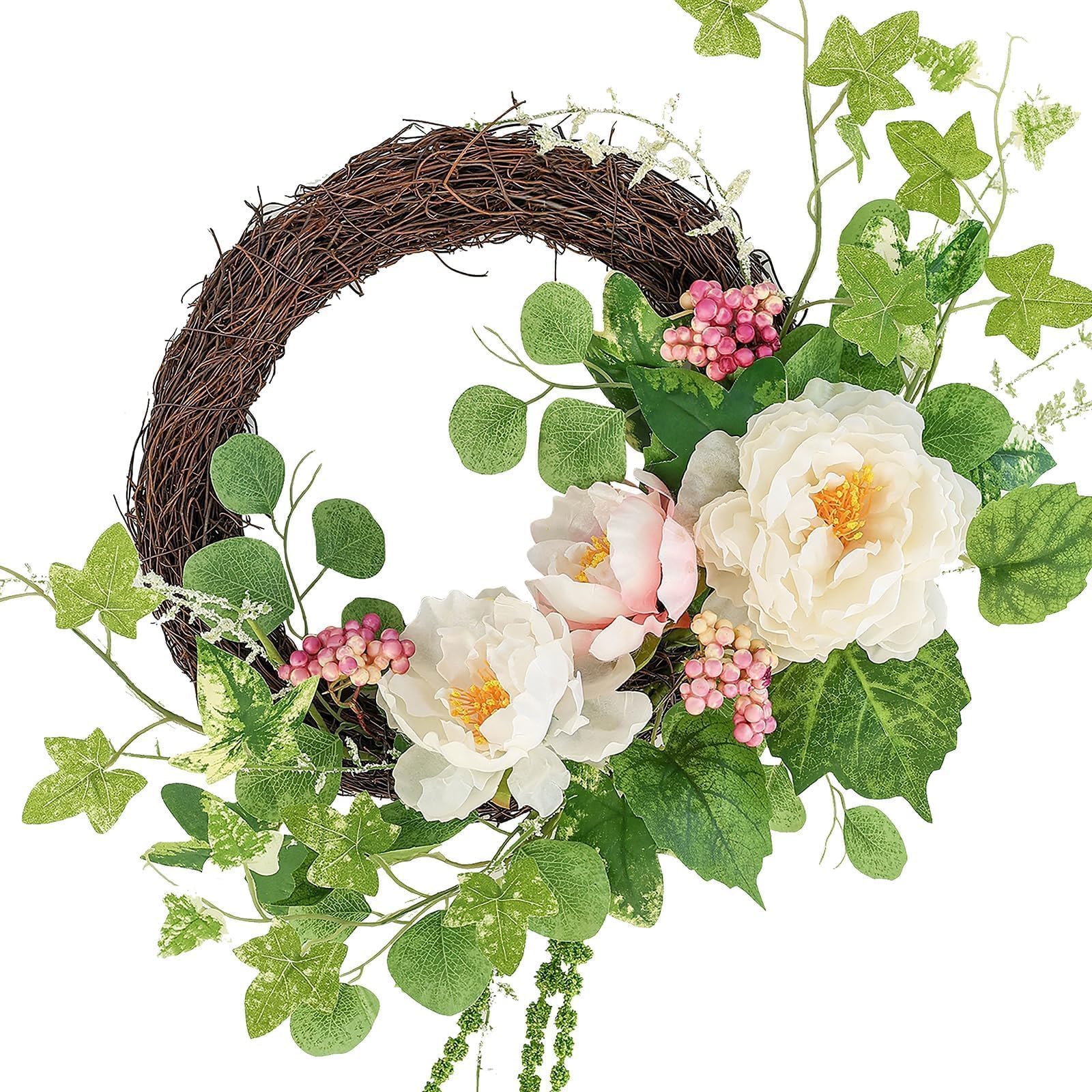 Hometrance Spring Wreath for Front Door, Half Circle Surrounded by ...