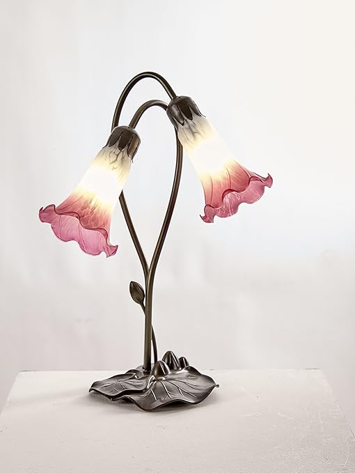 2 Light Lily Table Lamp Complete with Glass (White Pink): Amazon.co.uk ...