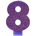 Amazon.com: Amscan Birthday Celebration, Numeral #8 Glitter Candle ...