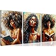 Amazon.com: Framed Modern Abstract African American Women Wall Art Set of 3 Painting Canvas ...