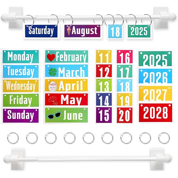 Whiteboard Date Chart Magnetic Flip Calendar For Classroom - Adjustable ...
