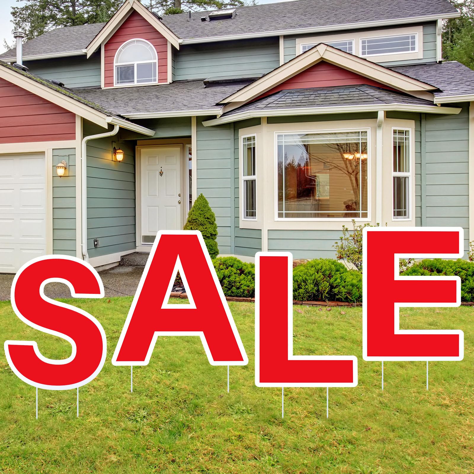 CroBlissful 4 Pack Garage Sale Sign with Stakes Yard Sale Sign Sale ...