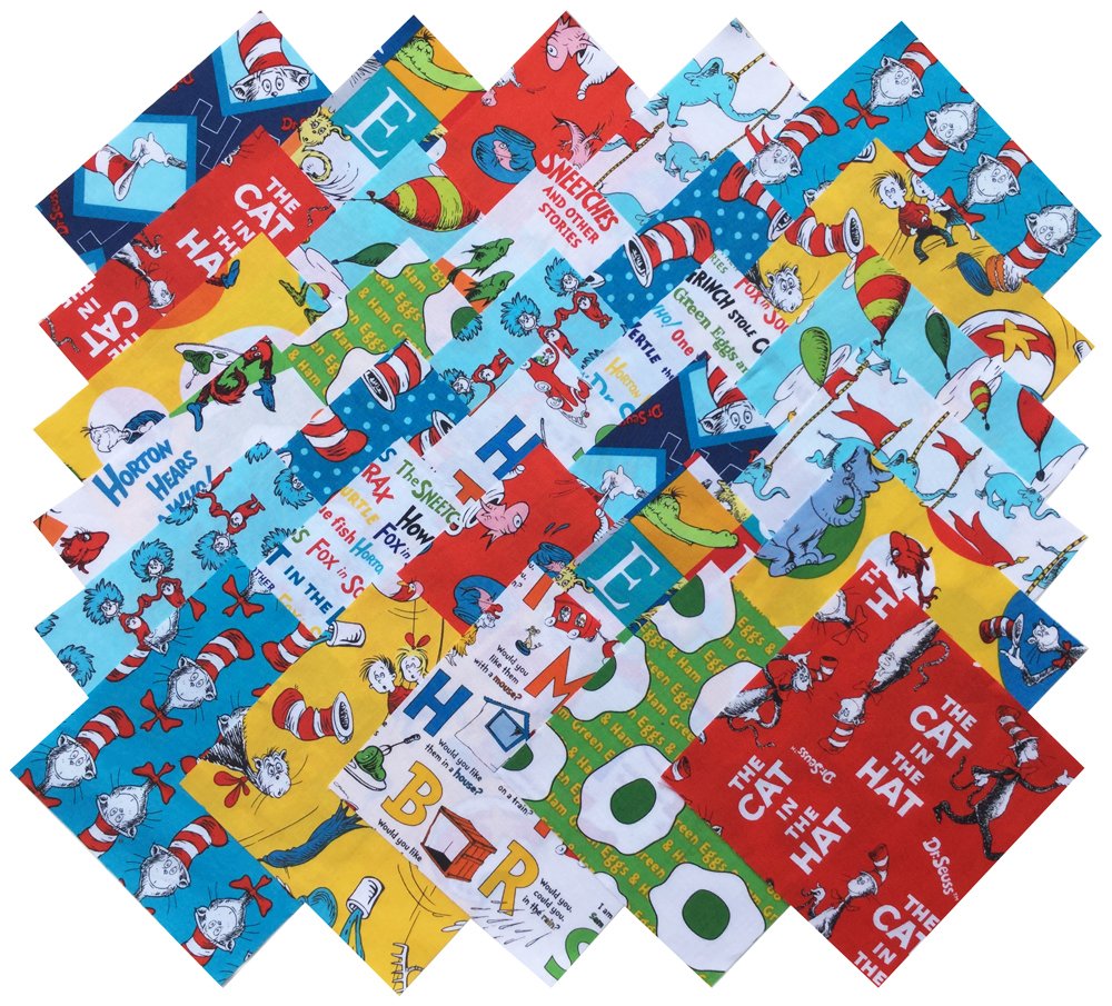 Amazon.com: Robert Kaufman DR SEUSS FAVORITES RETURNS Precut 6.5-inch ...