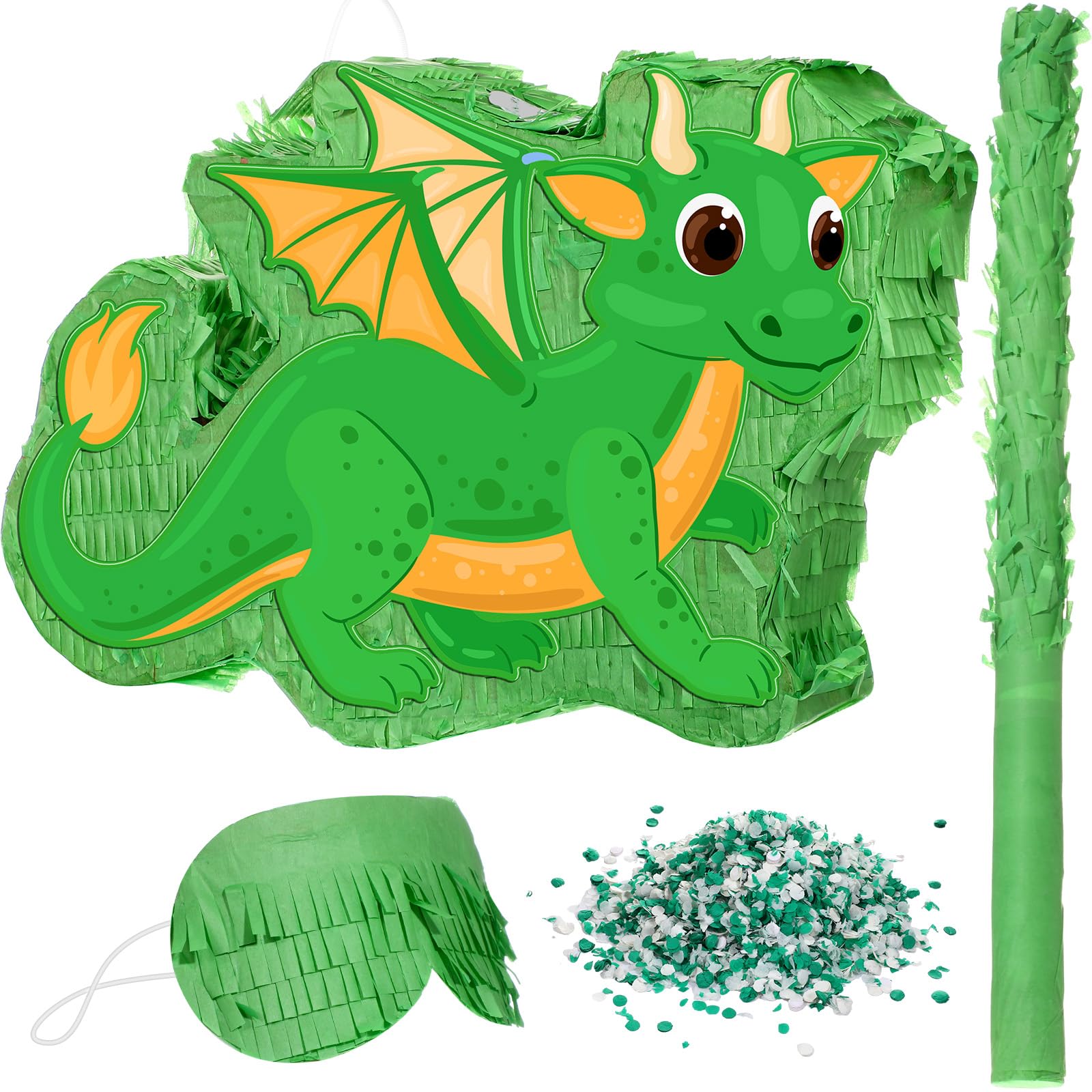 Dragon Piñata 16 Inch Dinosaur Piñata with Stick Blindfold and Confetti ...