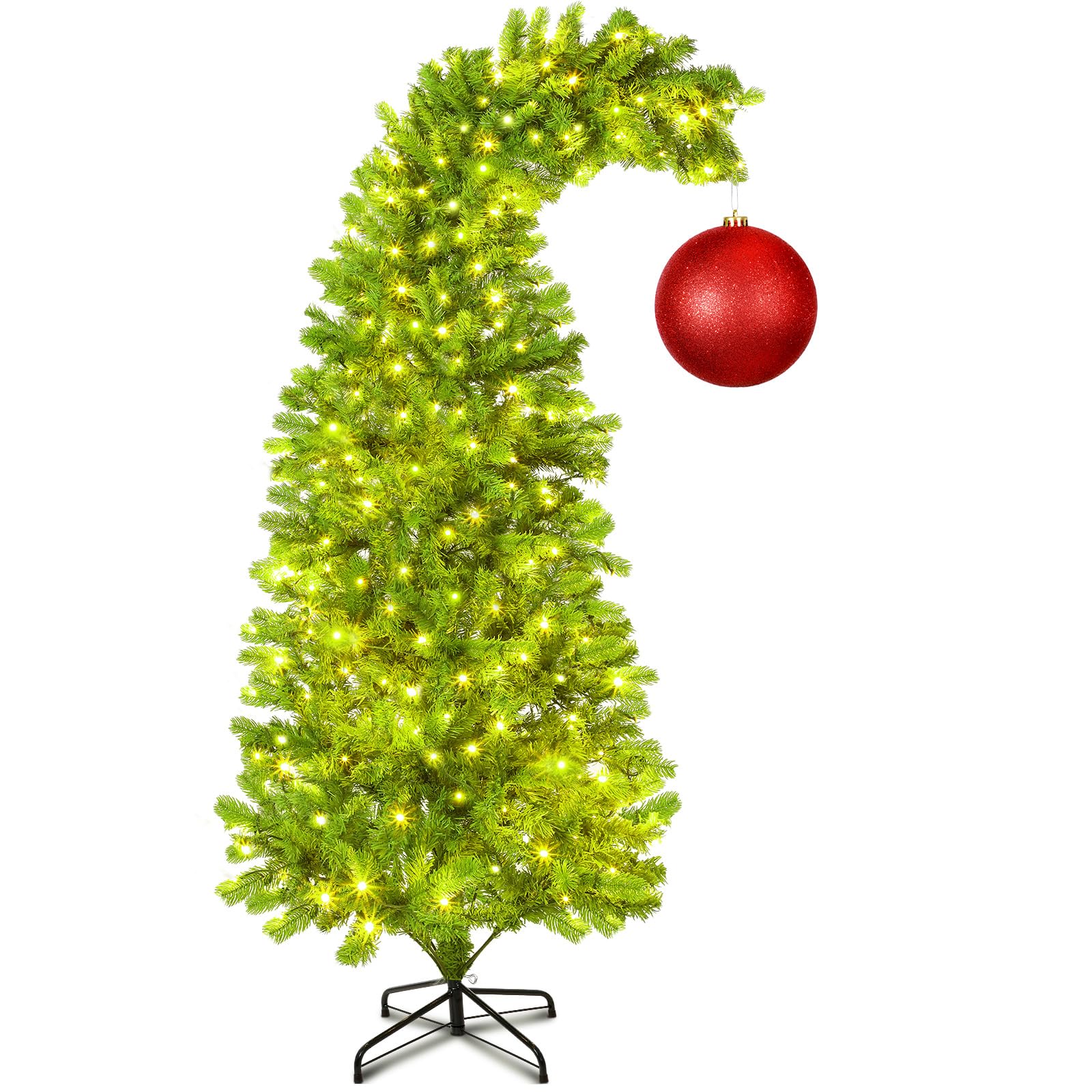 Kasyat 6 FT Christmas Tree with Stand LED Lights Red Ball Christmas ...