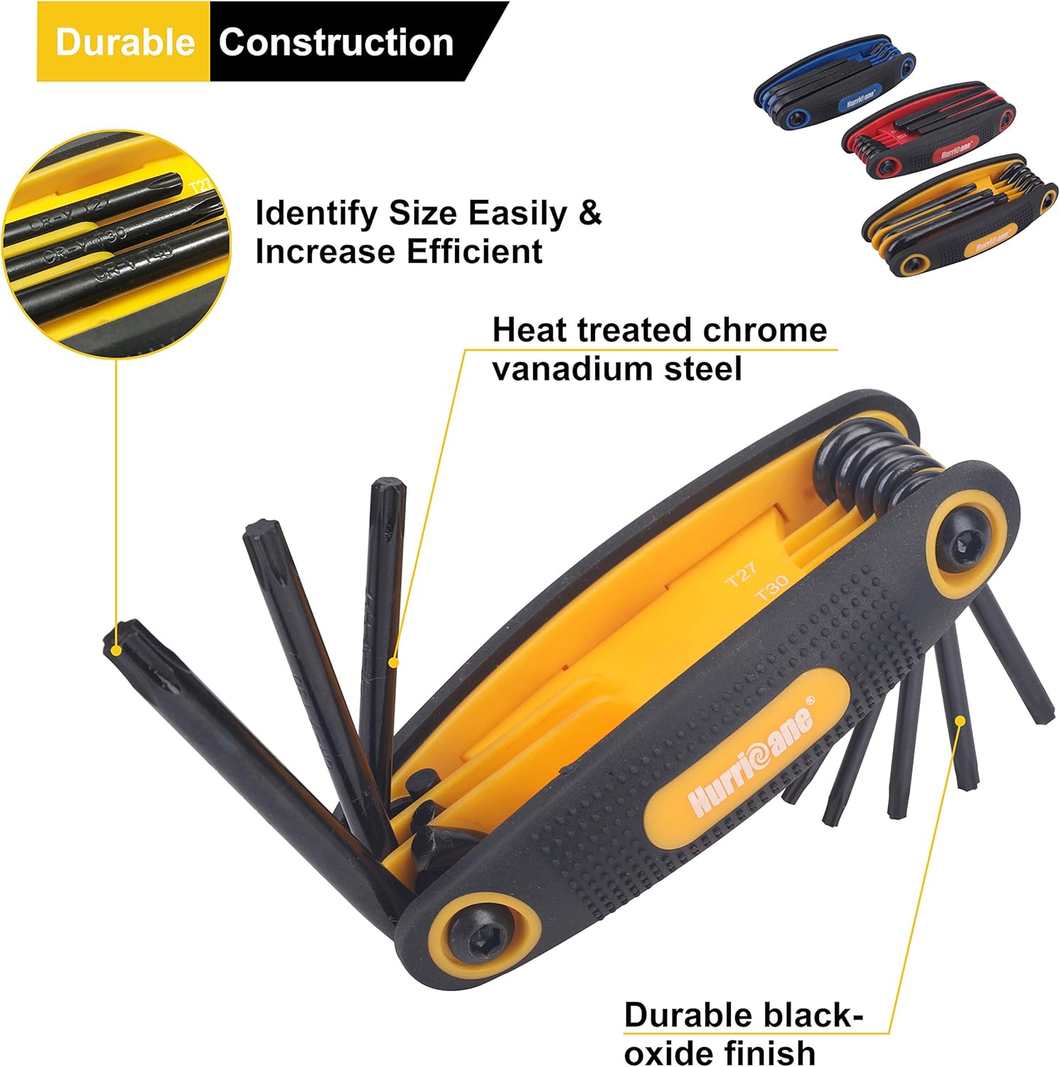 Hurricane Folding Hex Key Set – 3Pack, Metric/SAE/TORX Heavy Duty ...