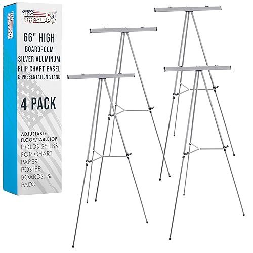 U.S. Art Supply 66" High Classroom Silver Aluminum Flip Chart Easel ...