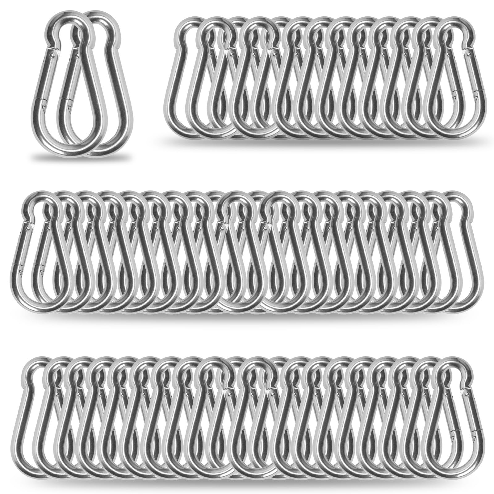 50PCS M5 Spring Snap Hook Carabiner, Heavy Duty Galvanized Steel ...