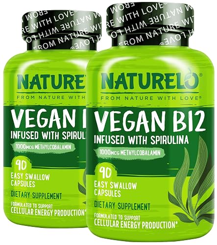 NATURELO Vegan B12 - Methyl B12 with Organic Spirulina - High Potency ...