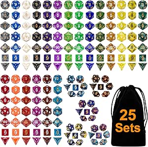 Amazon.com: DND Dice Set 25 x 7 (175 Pieces) Double-Colors Polyhedron ...