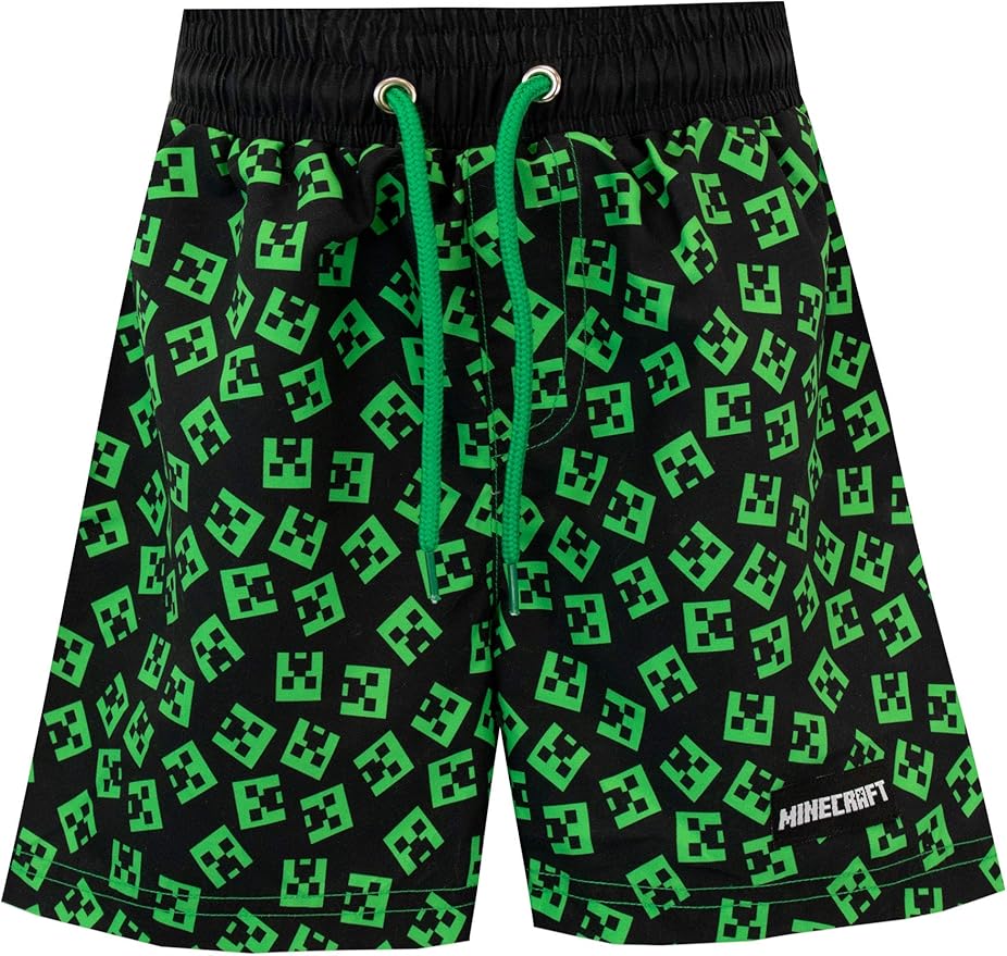Minecraft Boys Creeper Swim Shorts : Amazon.co.uk: Clothing