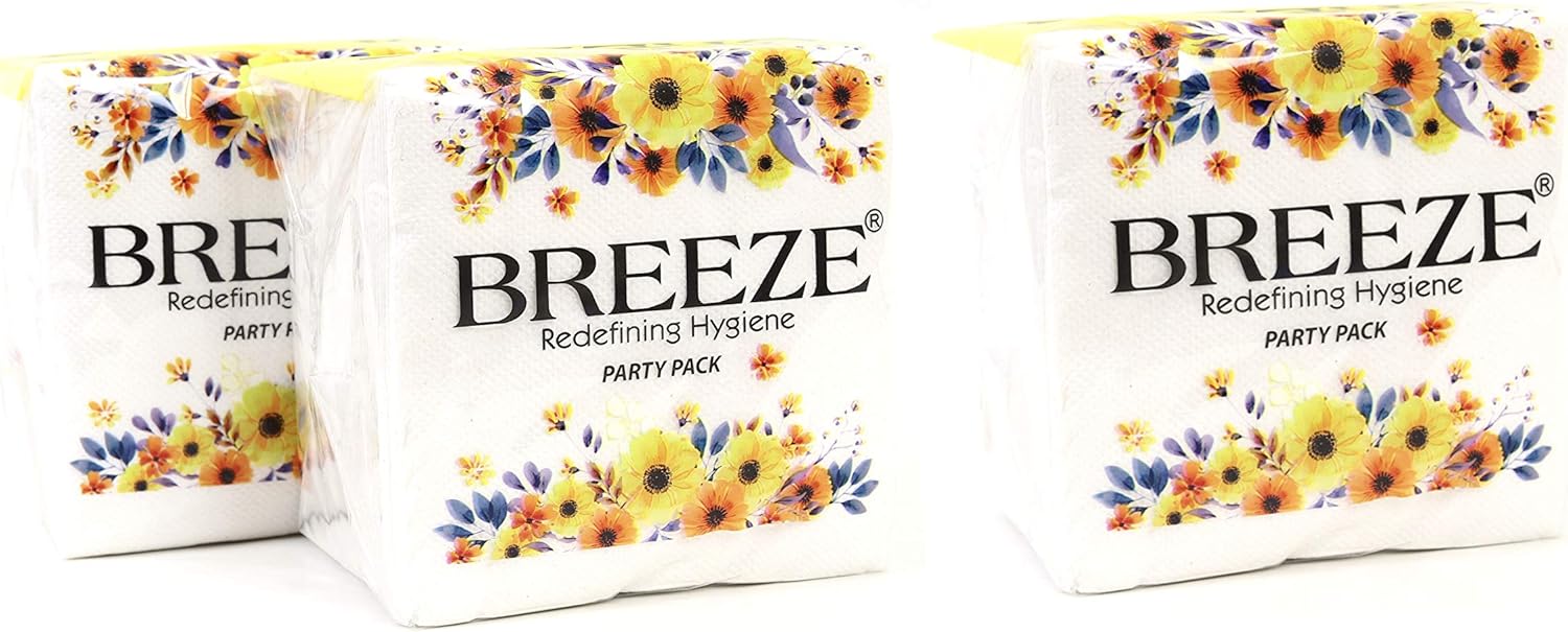 BREEZE Tissue Paper Napkins - 2 ply 50 Pieces (Pack of 3/150 tissues ...