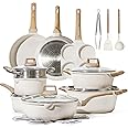 Amazon.com: CAROTE 21Pcs Pots and Pans Set, Nonstick Cookware Sets, White Granite Induction ...