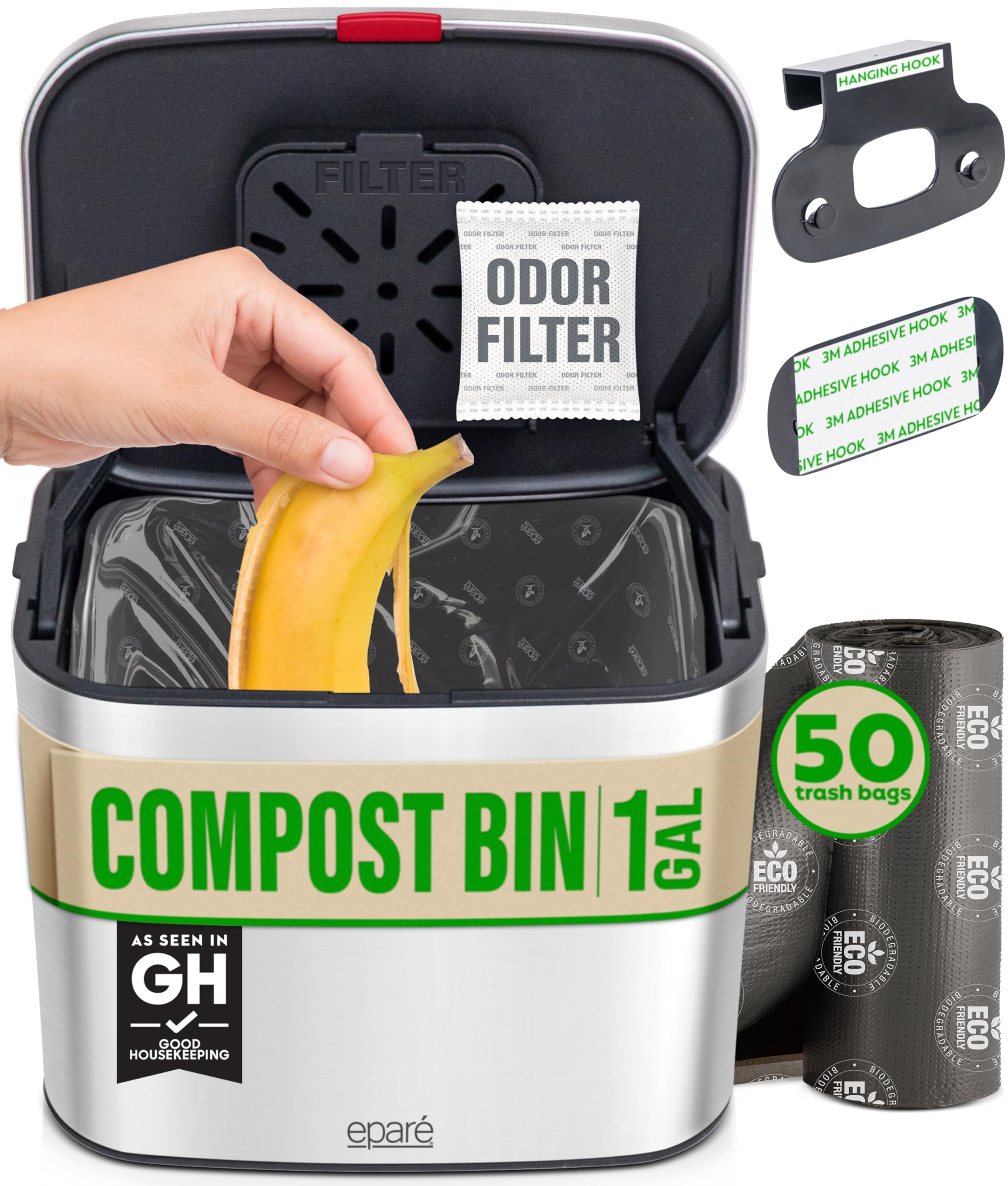 Mua Eparé Kitchen Compost Bin Countertop - 1 Gallon Odorless Small ...
